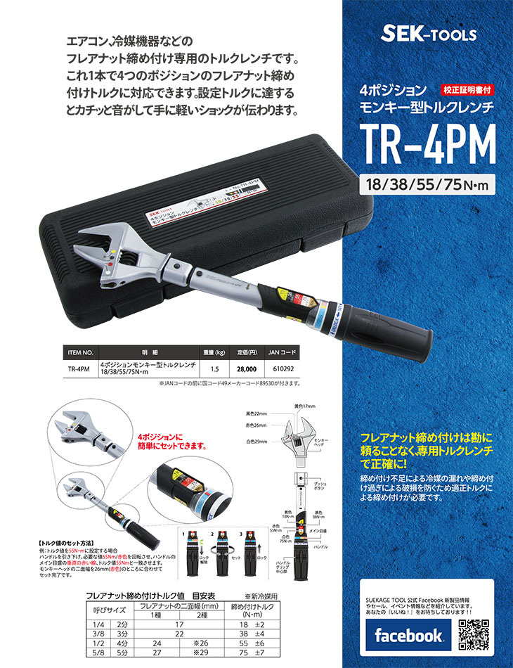 ニューアイテム-新製品情報-4ポジションモンキー型トルクレンチTR-4PM
